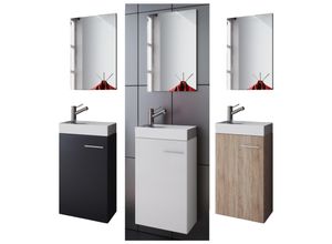 4051814362941 - Waschplatz Waschbecken Schrank + Spiegel WC Gäste Toilette Badmöbel klein schmal Slito