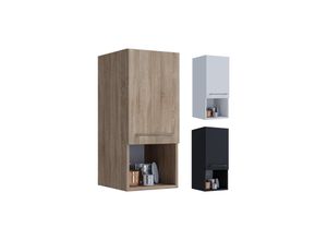 4051814375385 - Holz Midihängeschrank Badschrank mit offenem Fach und einer Drehtür Maße H 76 x B 33 x T 37 cm - Flandu