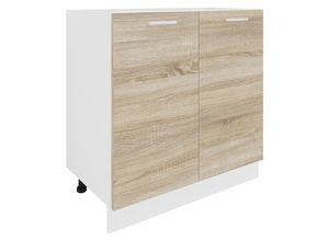 4051814423130 - Küchenschrank Breite 80 cm Drehtüren Unterschrank Küche Küchenmöbel Esilo (Farbe Weiß   Anthrazit)