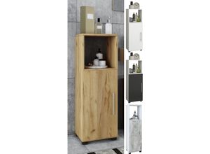 4051814372162 - Holz Midischrank Badschrank mit offenem Fach und einer Drehtür Maße H 93 x B 31 x T 30 cm Midischrank - Flandu