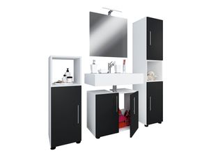 4051814412493 - 4-tlg Badmöbel Set Komplett Badschrank Unterschrank Hochschrank Flandu II