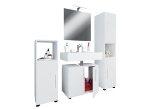 4051814412486 - 4-tlg Badmöbel Set Komplett Badschrank Unterschrank Hochschrank Flandu II