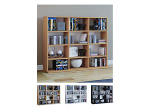 4051814353727 - Standregal Holzregal stehend platzsparender CD-Schrank für 480 CDs oder 224 DVDs MaßeH 82 x B 102 x T 23 cm Elegantes DVD Regal stehend Blu-Ray Regal CD Regal Megosa L Gr 102 schwarz B102cm H82cm T23cm Holzwerkstoff Holz Spanplatte Regale