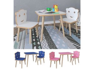 4051814420603 - 3-tlg Sitzgruppe Kinderzimmer Kindermöbel Tisch Stuhl Kinder LiLuLa (Farbe Blau)