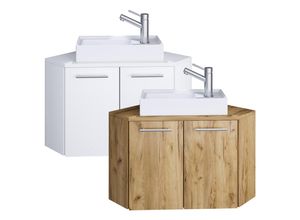 4051814414442 - 2-tlg Set Waschplatz für Gäste WC Gästebad Waschtisch Eckschrank Badezimmer Set – Vilosa