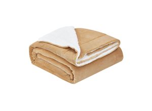 4260565526650 - Fleecedecke mit Sherpa - flauschig warm waschbar - Decke   Plaid für Bett und Couch - Tagesdecke Kuscheldecke - 150x200 cm - Camel - Juskys