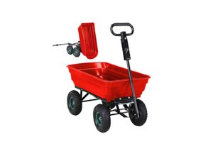 4056551043504 - Miweba Bollerwagen Dumper verriegelbare Kippfunktion robuste PP-Wanne Anhängerkupplung bis 300kg (Rot)