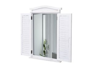 4057651496634 - Wandspiegel Badspiegel Badezimmer Spiegelfenster mit Fensterläden 71x46x5cm ~ shabby weiß