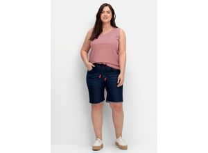 4063136854639 - Große Größen Bermudas aus Sweat-Denim mit offenem Saum dark blue Denim Gr42