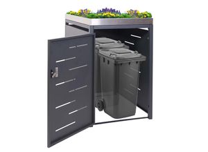 4057651416069 - XL 1er- 2er-Mülltonnenverkleidung MCW-H40 Mülltonnenbox Pflanzkasten Edelstahl-Metall 40kg 125x75x102cm erweiterbar