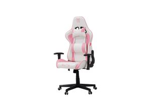 4056551219138 - ELITE Gaming-Stuhl DESTINY Rücken- und Nackenkissen Wippmechanik bis 170kg Sitzhöhe 45-55 MG200 (Weiß Pink)