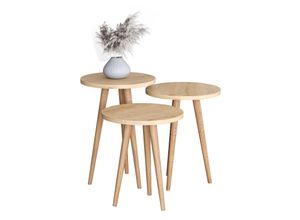 4051814426636 - 3-tlg Set Beistelltisch Tisch im schlichten Design Maße ca H 42 47 52 x B 34 x T 34 cm Wohnzimmertisch - Barilo