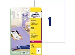 4004182230251 - Avery Zweckform Etiketten Glossy L7767-40 weiß glänzend 209x295mm Inhalt 40 Stück