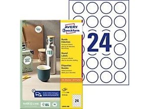 4004182034156 - Avery® Zweckform Etiketten L3415-100 A4 universell permanenthaftend druckergeeignet FSC®-Papier rund Ø 40 mm weiß 2400 Stück auf 100 Bogen