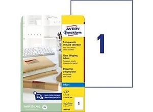 3266550025062 - AVERY Zweckform Abziehhilfe QuickPEEL Versandetiketten J8567-25 Selbsthaftend DIN A4 Transparent 210 x 297 mm 25 Blatt à 1 Etiketten