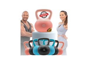 4056551241795 - Miweba Sports Soft-Kettlebell KB100 4-10 kg PVC-Kugelhantel Eisengranulat rosa türkis grau (Rosa 100 kg)