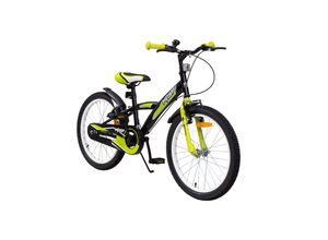 4056551180056 - Actionbikes Kinderfahrrad Wasp 20 Zoll Fahrradständer Schutzbleche verstellbar V-Brake-Bremsen (Schwarz-Grün)