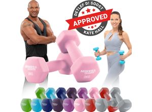 4056551218780 - Miweba Sports Gymnastikhanteln 2er-Set NKH100 bodenschonend 05-10 kg Anti-Rutsch-Oberfläche (Rosa 2x 30 Kg)