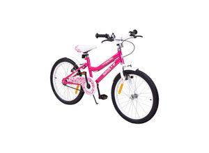 4056551180025 - Actionbikes Kinderfahrrad Butterfly 20 Zoll Pink Fahrradständer Kettenschutz Antirutschgriffe (Pink Weiß)