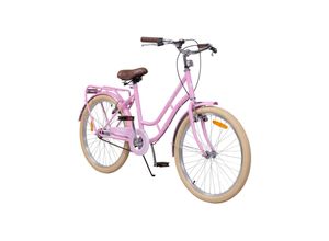 4056551180087 - Actionbikes Kinderfahrrad Retrostar 24 Zoll Rosa Fahrradständer Gepäckträger Sattel gefedert