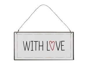 5709898311230 - Metallschild With Love L15 x B7 cm weiss