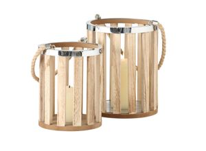 4020607378681 - Windlicht Savena 2er Set H21 Ø17 cm und H25 Ø20 cm natur