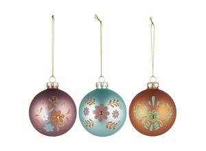 5709898342975 - Ib Laursen Weihnachtskugel Blumenmotive und Glitter Ø 8 cm