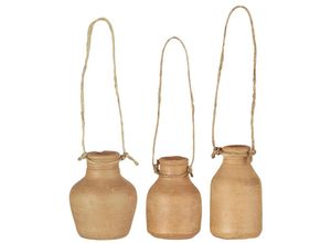 5709898348687 - Ib Laursen Deko Flasche mit Schnur 3er Set UNIKA Höhe 54 Ø 32 cm