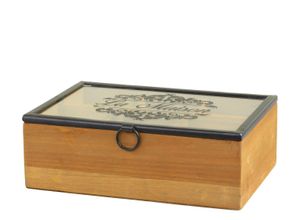 5712750271023 - Chic Antique Box mit Druck und 6 Fächern H85 L24 B18 cm natur