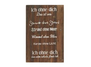 5709898323240 - Holzschild Ich ohne dich L30 x H45 cm