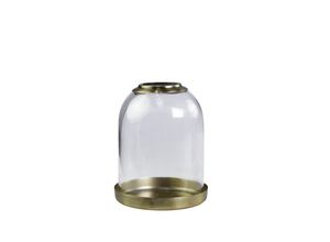 5712750231584 - Chic Antique Glas Glocke mit Messingtablett H16 D12 cm