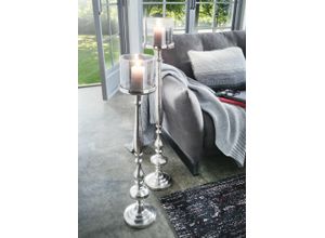 4251707115641 - Kerzenständer Aluminium mit Antik-Glas Ø 17 cm 94 cm hoch