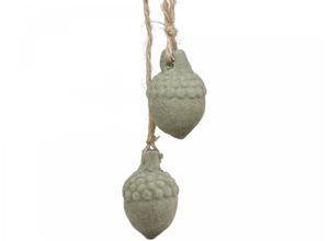 5712750249640 - Chic Antique Baumschmuck Eichelnuss Velours H22 Ø22 cm verte