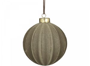 5712750249961 - Chic Antique Weihnachtskugel Velours in Fächerstruktur H12 Ø11 cm latte