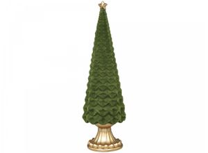 5712750250462 - Chic Antique Velours Weihnachtsbaum auf Fuß H20 Ø6 cm moosgrün