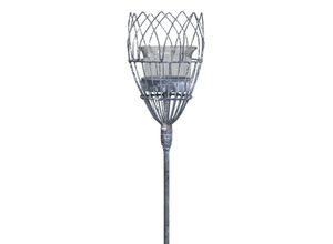 5712750309528 - Chic Antique Spieß für Teelichthalter mit Glas aus Eisen H80 D8 cm antik zink Zackenkante