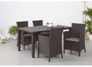 4043153096878 - BEST 9-tlg Dining-Sessel Napoli+Tisch Genua graphit hellgrau