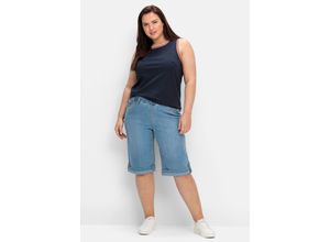 4063136854967 - Große Größen Jeans-Bermudas mit fixiertem Aufschlag blue bleached Denim Gr48