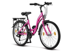 4260647780338 - Licorne Bike Stella Premium City Bike in 24 26 und 28 Zoll - Fahrrad für Mädchen Jungen Herren und Damen - Shimano 21 Gang-Schaltung - Hollandfahrrad