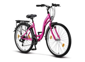 4260647780352 - Licorne Bike Stella Premium City Bike in 24 26 und 28 Zoll - Fahrrad für Mädchen Jungen Herren und Damen - Shimano 21 Gang-Schaltung - Hollandfahrrad