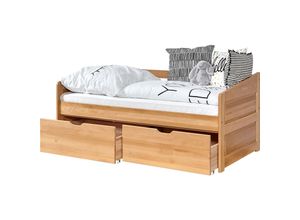 4251105952053 - Ticaa Sofabett MINI Micki Buche 80x160 cm Var 4 - mit 2er Schubkästen - inkl Matratze