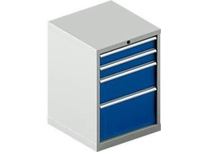 4051273653468 - Pure Schubladenschrank 27-27 4 Schubl bis 200 kg B 564 x T 572 x H 800 mm enzianblau lichtgrau