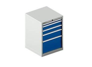 4051273653802 - Pure Schubladenschrank 27-27 5 Schubl bis 200 kg B 564 x T 572 x H 800 mm enzianblau lichtgrau