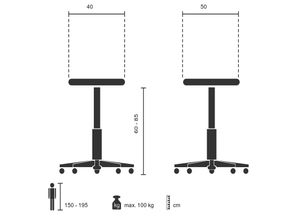 4260284080358 - Arbeitsstuhl Arbeitshocker WORK MF Stoff ohne Armlehnen hjh OFFICE