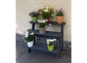 4012379353270 - Blumenständer PROMADINO Blummentreppe Anja Pflanzgefäße grau (anthrazit) Blumenvasen BxTxH 78x55x62 cm