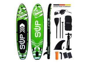 4099799000236 - 24MOVE® Standup Paddle Board SUP inkl umfangreichem Zubehör Paddel und Hochdruckpumpe GRÜN 366x80x15cm