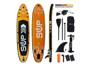 4099799000205 - 24MOVE® Standup Paddle Board SUP inkl umfangreichem Zubehör Paddel und Hochdruckpumpe ORANGE 366x80x15cm