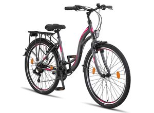 4260647781755 - Licorne Bike Stella Premium City Bike in 24 26 und 28 Zoll - Fahrrad für Mädchen Jungen Herren und Damen - Shimano 21 Gang-Schaltung - Hollandfahrrad