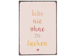 5709898346409 - Metallschild Lebe nie ohne zu lachen L20 x B14 cm rosa