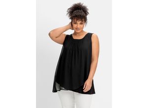 4063136846948 - Große Größen Doppellagiges Top aus Chiffon und Jersey schwarz Gr54